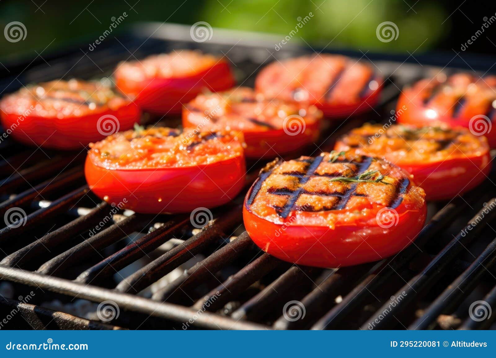 Red Tomatoes on a Grill, Close-up, Featuring Heat Waves Stock Image ...