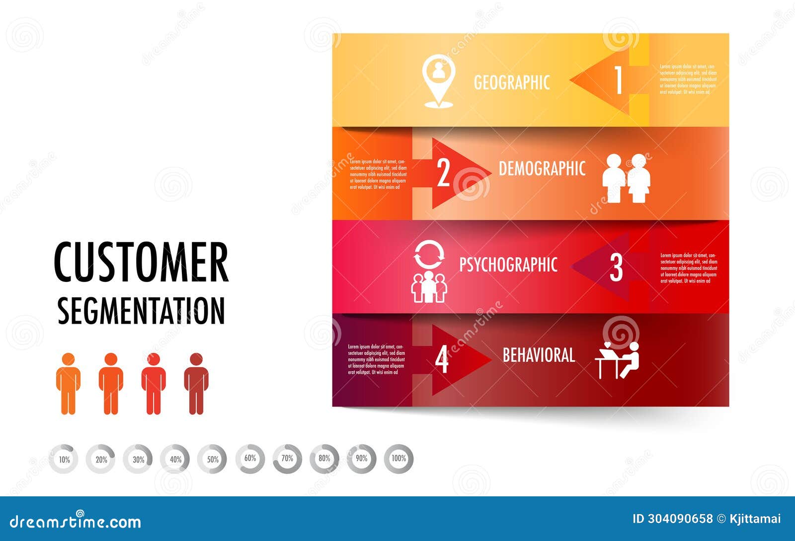 Red Tone 4 Segment Infographic Template Stock Vector - Illustration of ...