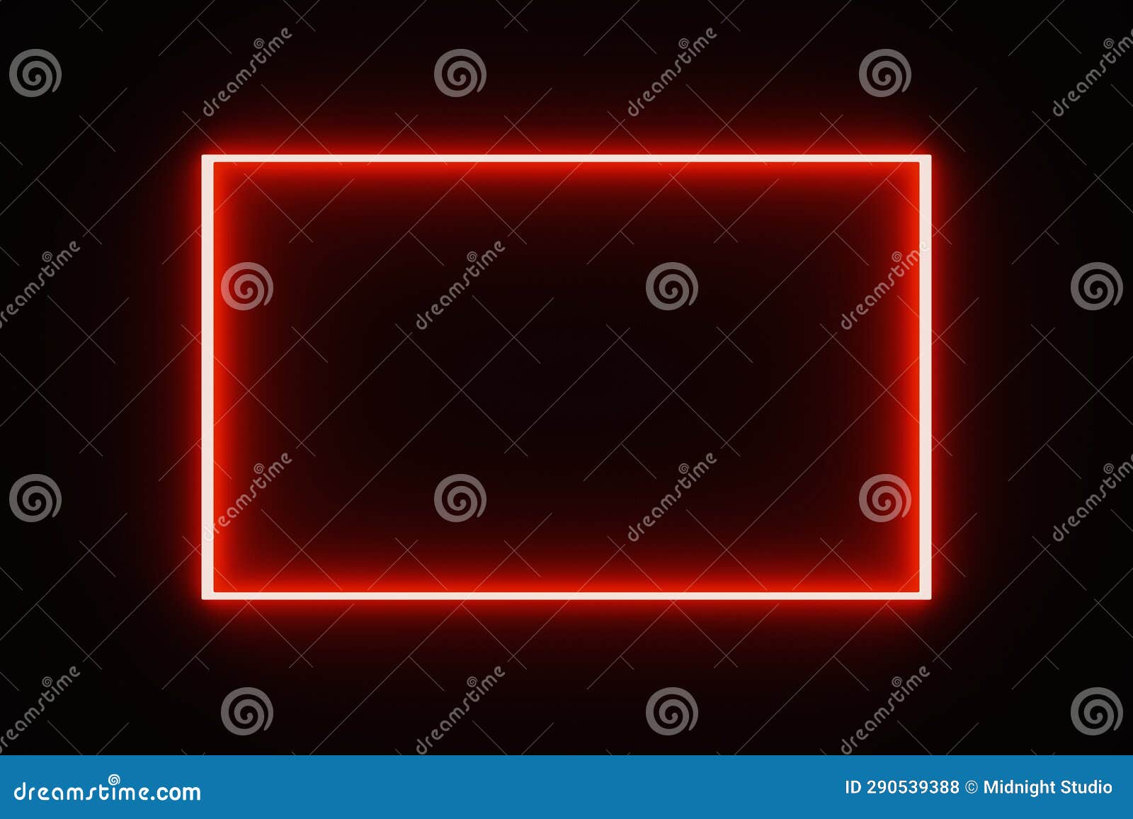 Red Tone Square Frame Neon Light Bulb Isolated on Black Background for ...