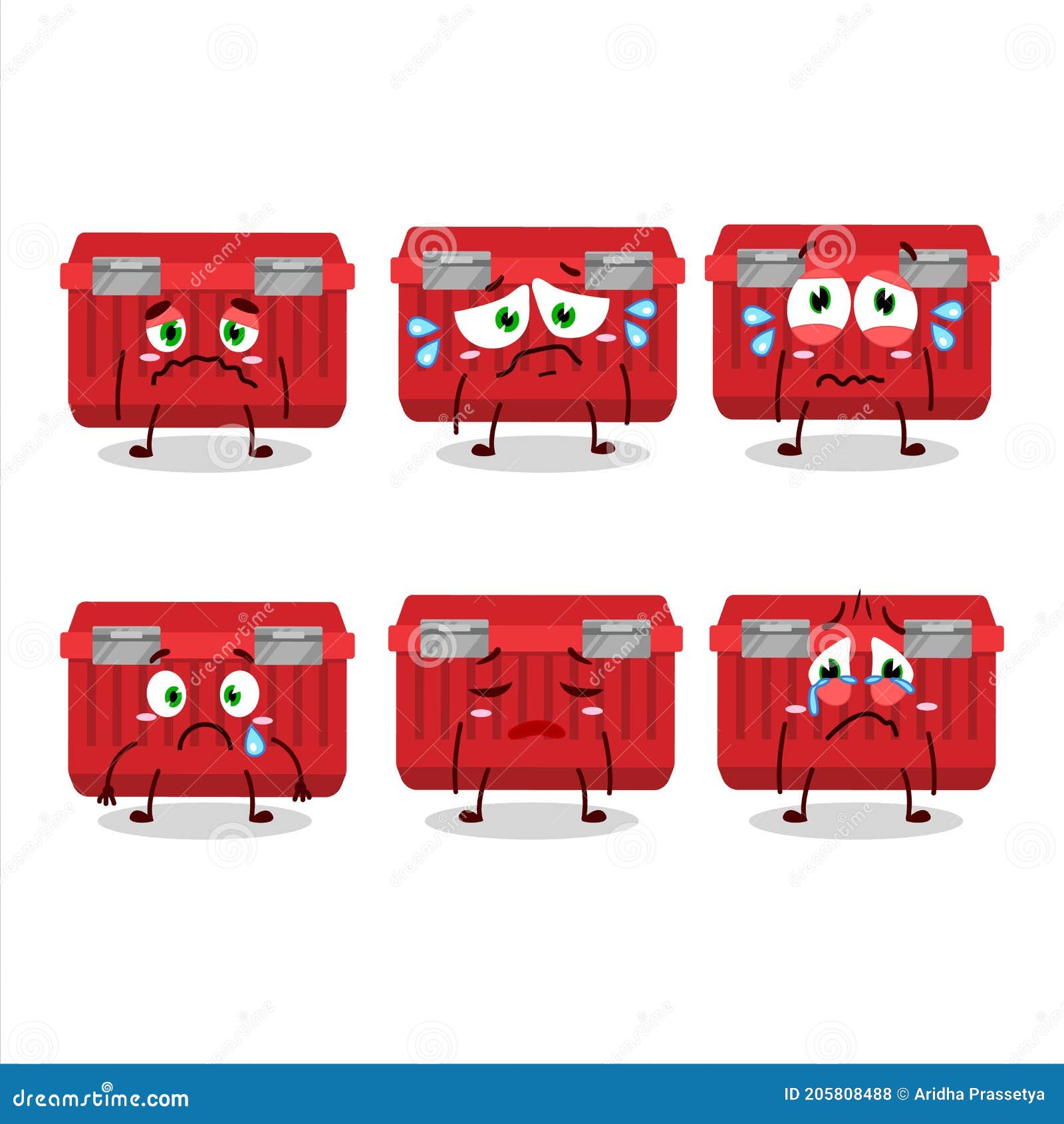 Red Toolbox Cartoon Character with Sad Expression Stock Vector ...