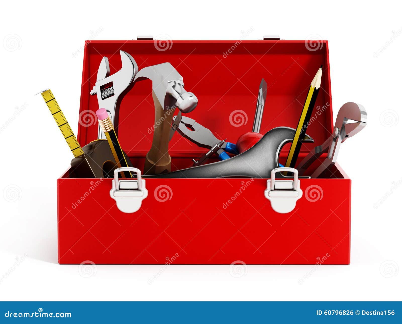 Red Toolbox Full of Hand Tools Stock Illustration - Illustration of ...