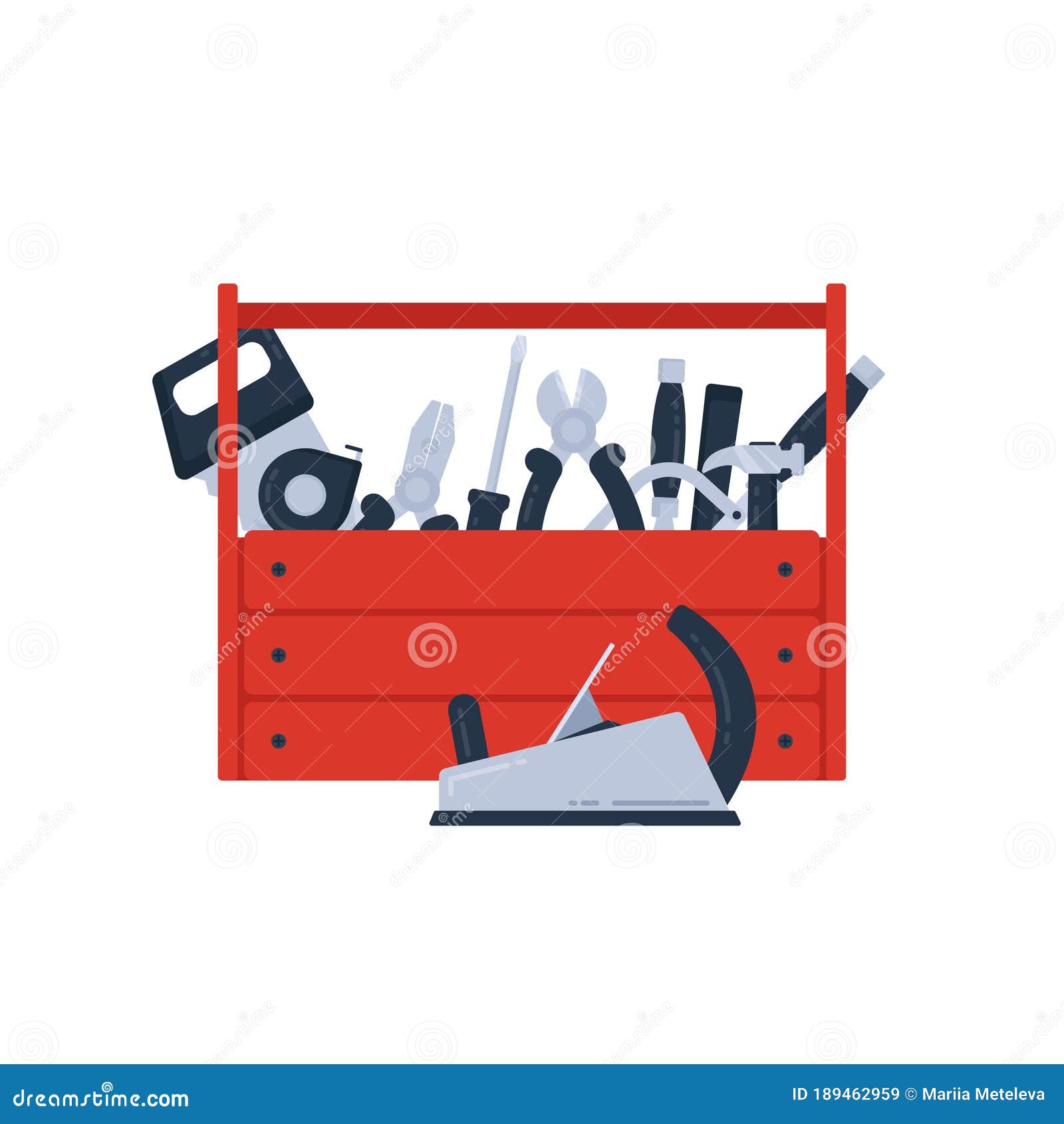 Red Toolbox with Instruments and Hand Tools Inside Stock Vector ...