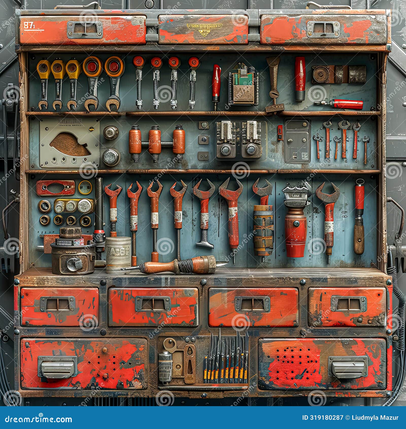 A Red Toolbox with Many Tools Inside Stock Image - Image of carpentry ...