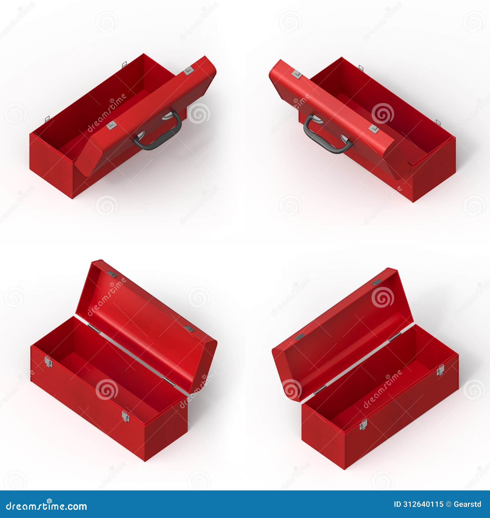Red Toolbox Open Empty on White Background Stock Image - Image of ...
