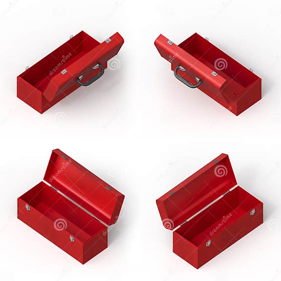 Red Toolbox Open Empty on White Background Stock Image - Image of ...
