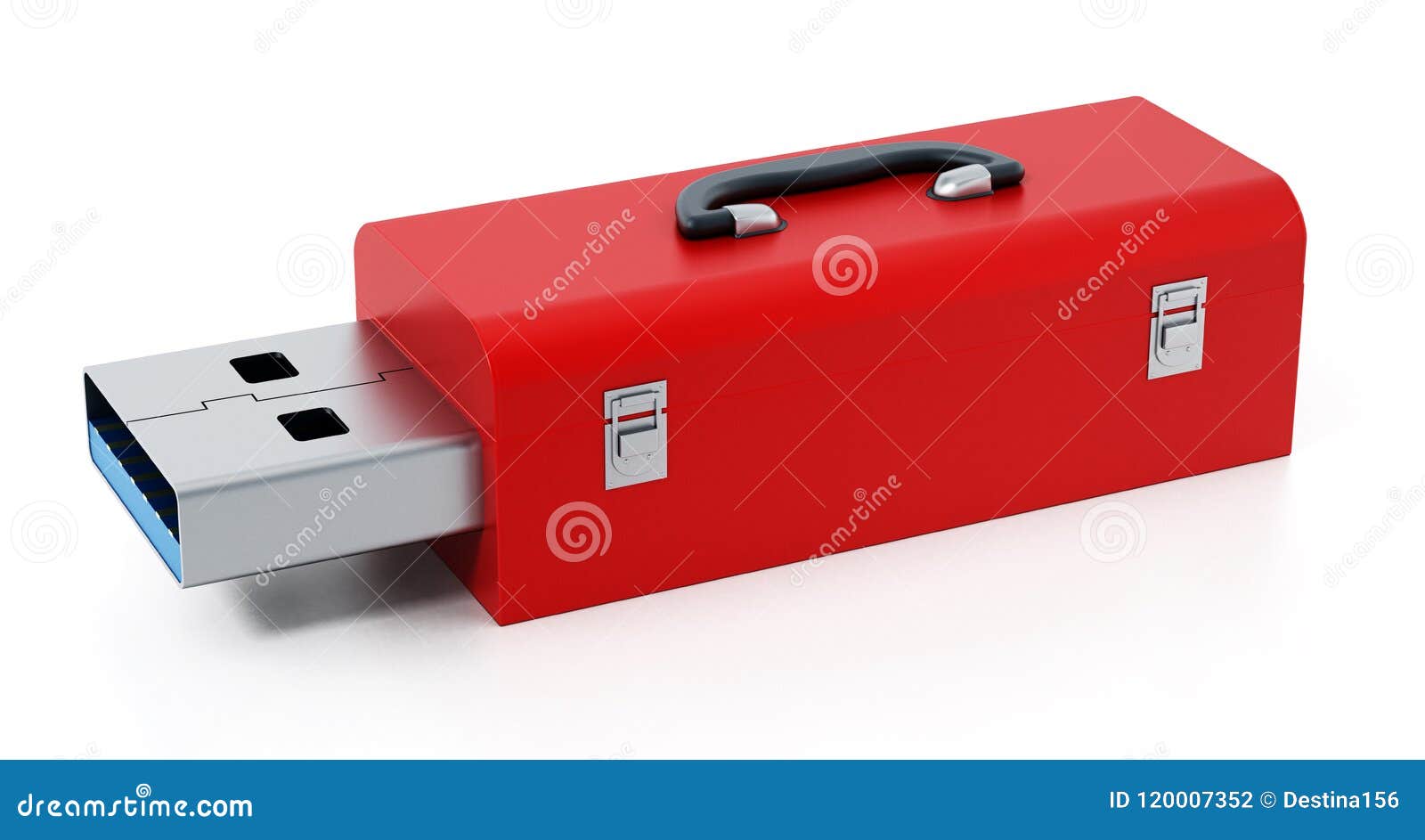 Red Toolbox with Usb 3.0 Plug. 3D Illustration Stock Illustration ...