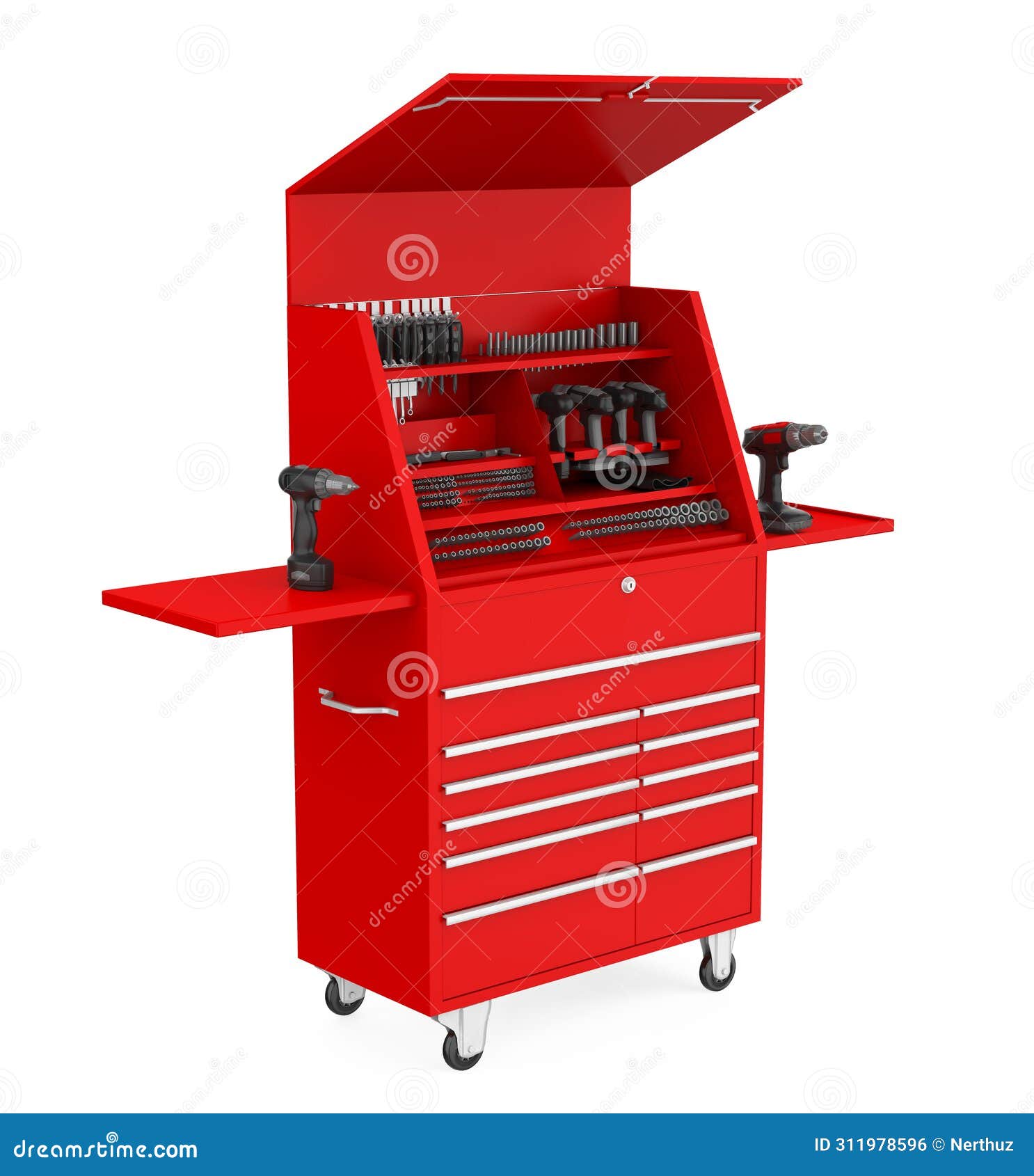 Red Tools Cabinet Isolated stock illustration. Illustration of industry ...