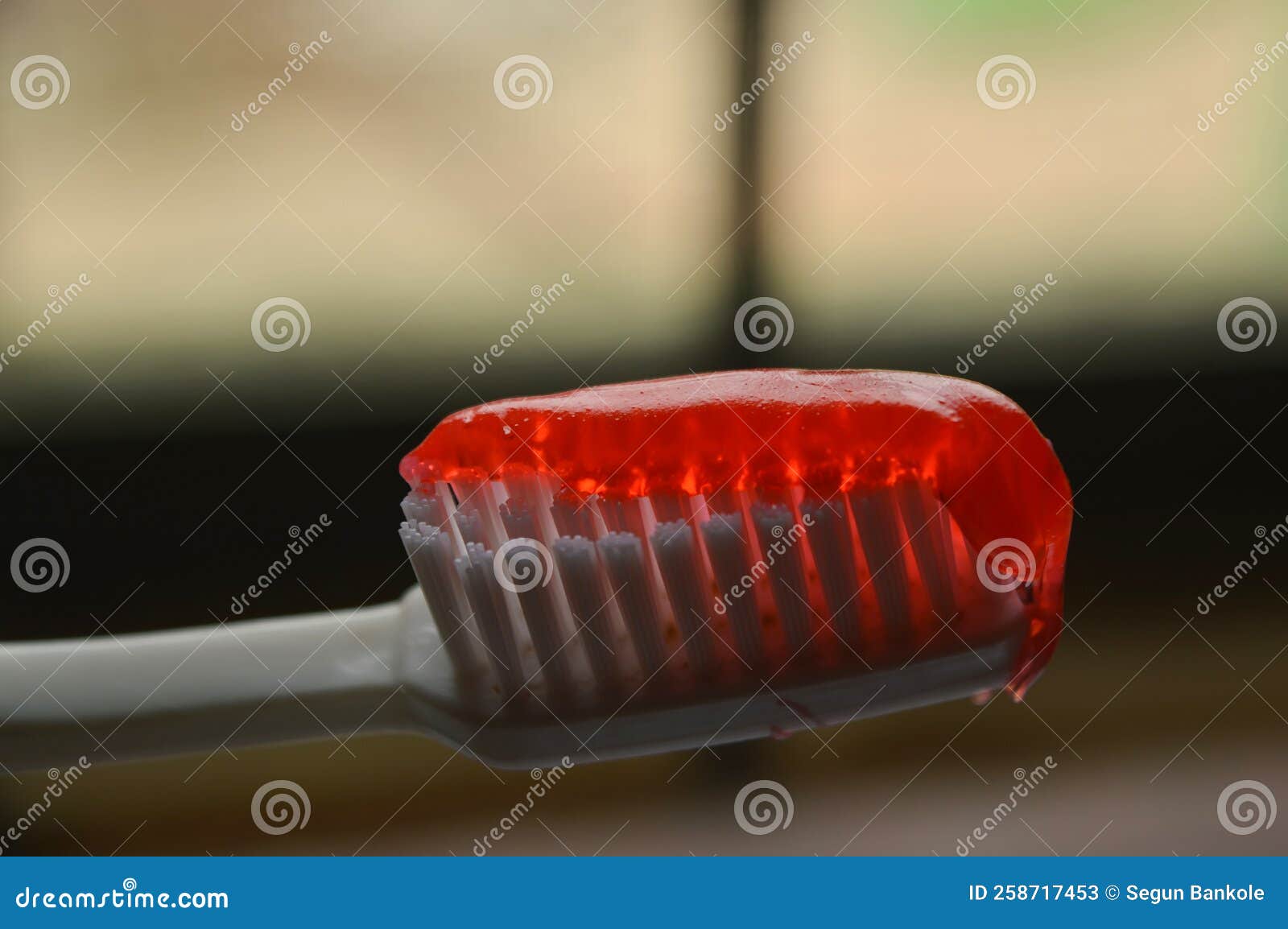 The Red Toothpaste and the Toothbrush Stock Image - Image of indoors ...