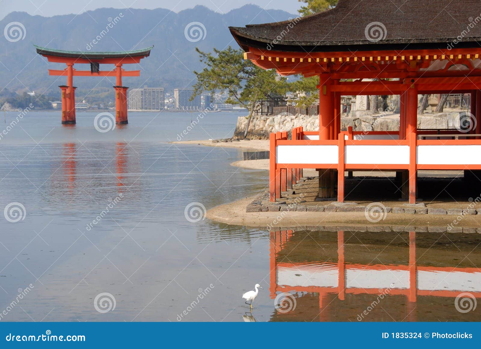 Red Torii Gate in the Water Stock Photo - Image of tidal, bird: 1835324