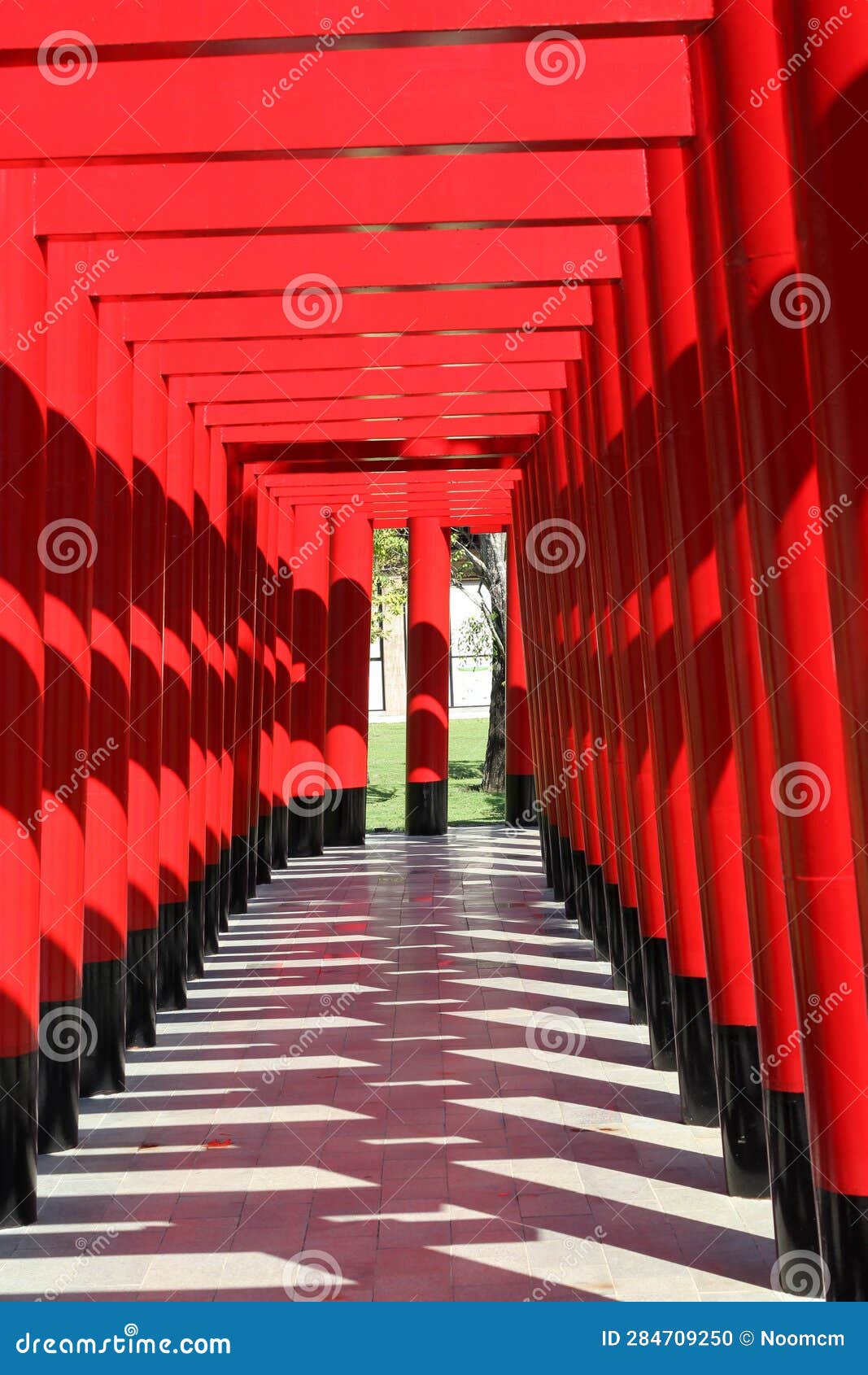 The Red Torii Gates Line the Path Stock Photo - Image of pathway, arch ...