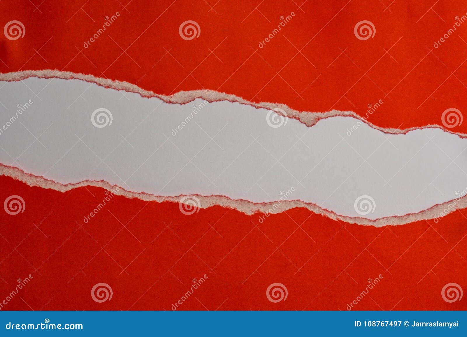 Red Torn Paper with Edges on White Paper and Text Copy Space. Using ...