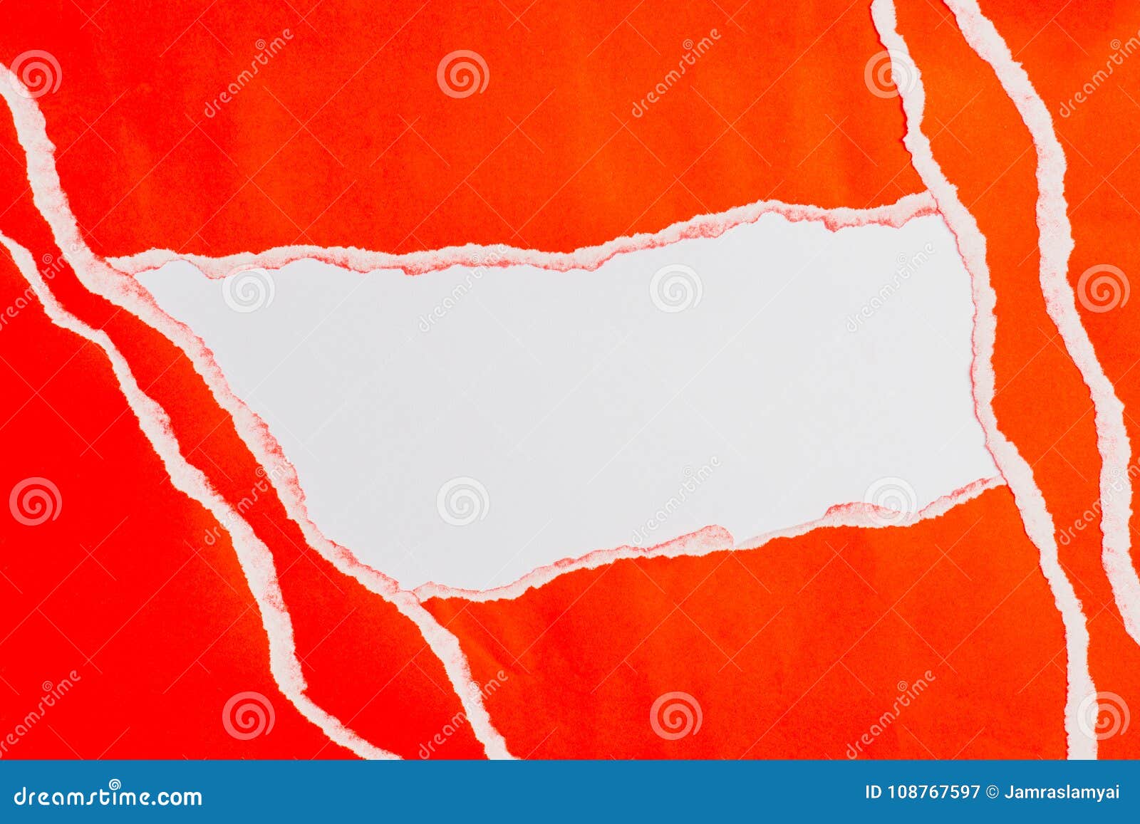 Red Torn Paper with Edges on White Paper and Text Copy Space. Using ...