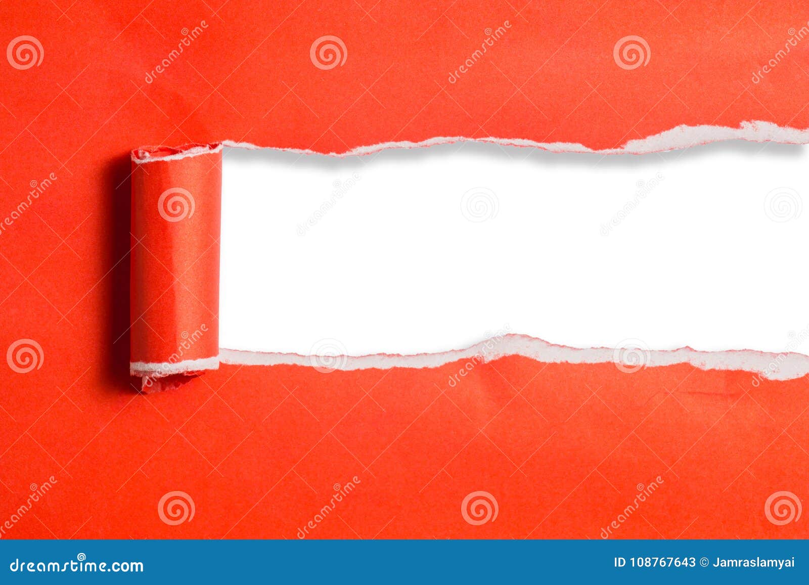 Red Torn Paper with Edges on White Paper and Text Copy Space. Using ...