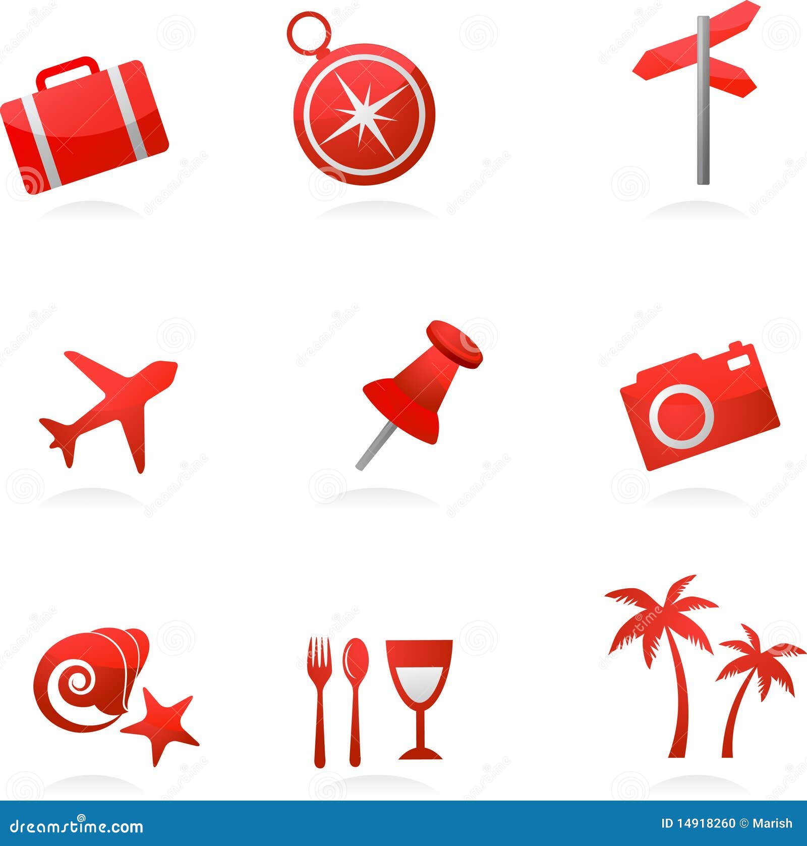 Red tourism icons stock vector. Illustration of journey - 14918260