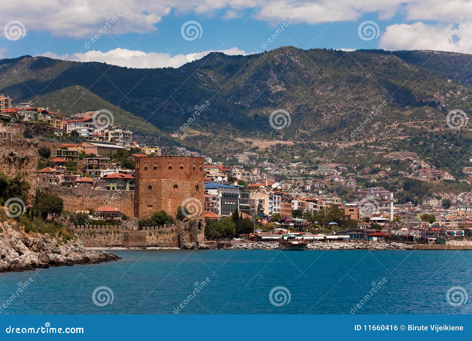 Red Tower in Alanya stock photo. Image of defend, architecture - 11660416