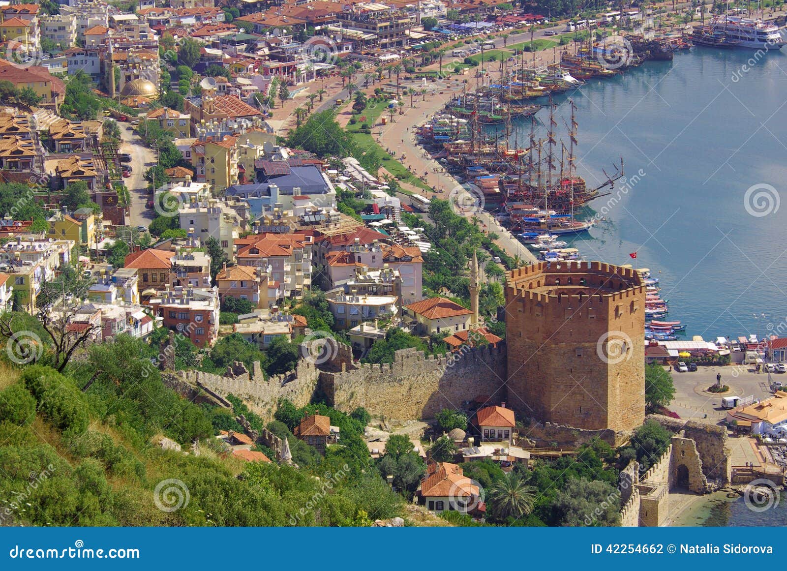 Red Tower in Alanya, Turkey Stock Photo - Image of locations, culture ...
