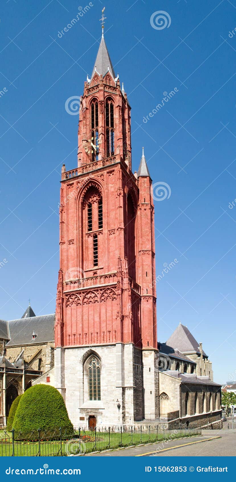 Red Tower of the Gothic St. John S Church Stock Vector - Illustration ...
