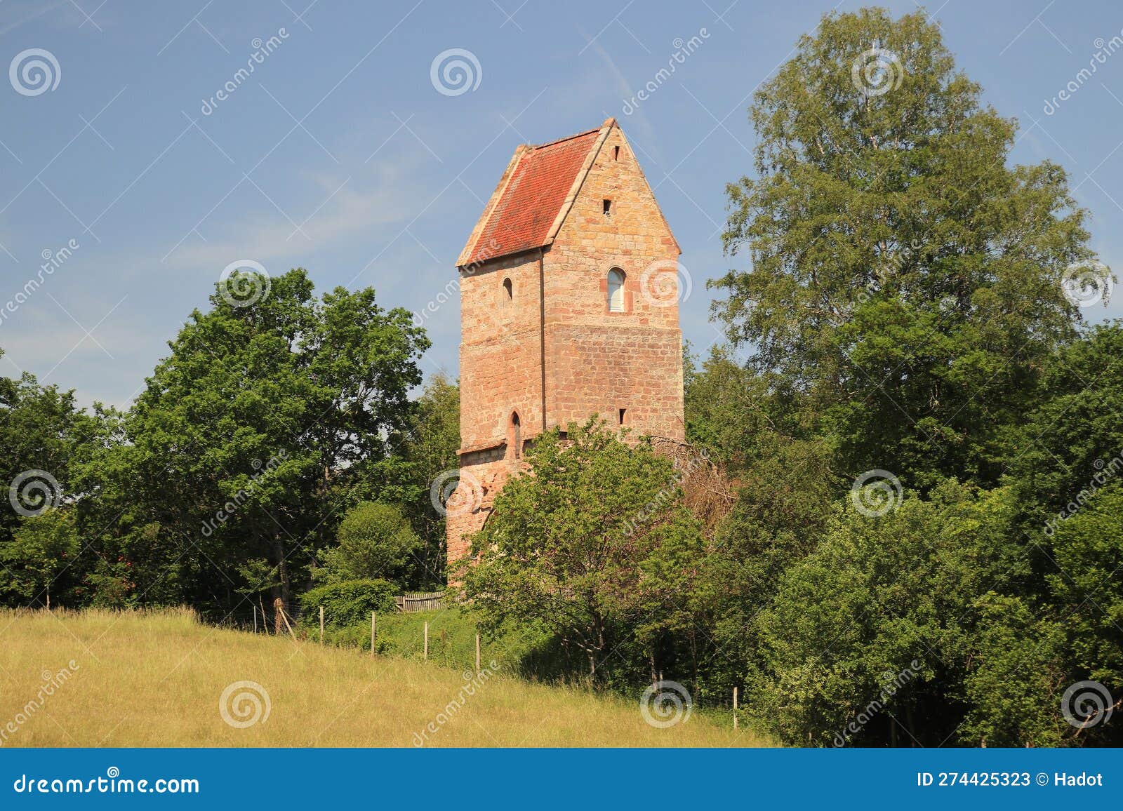 Red Tower stock image. Image of building, interest, tree - 274425323