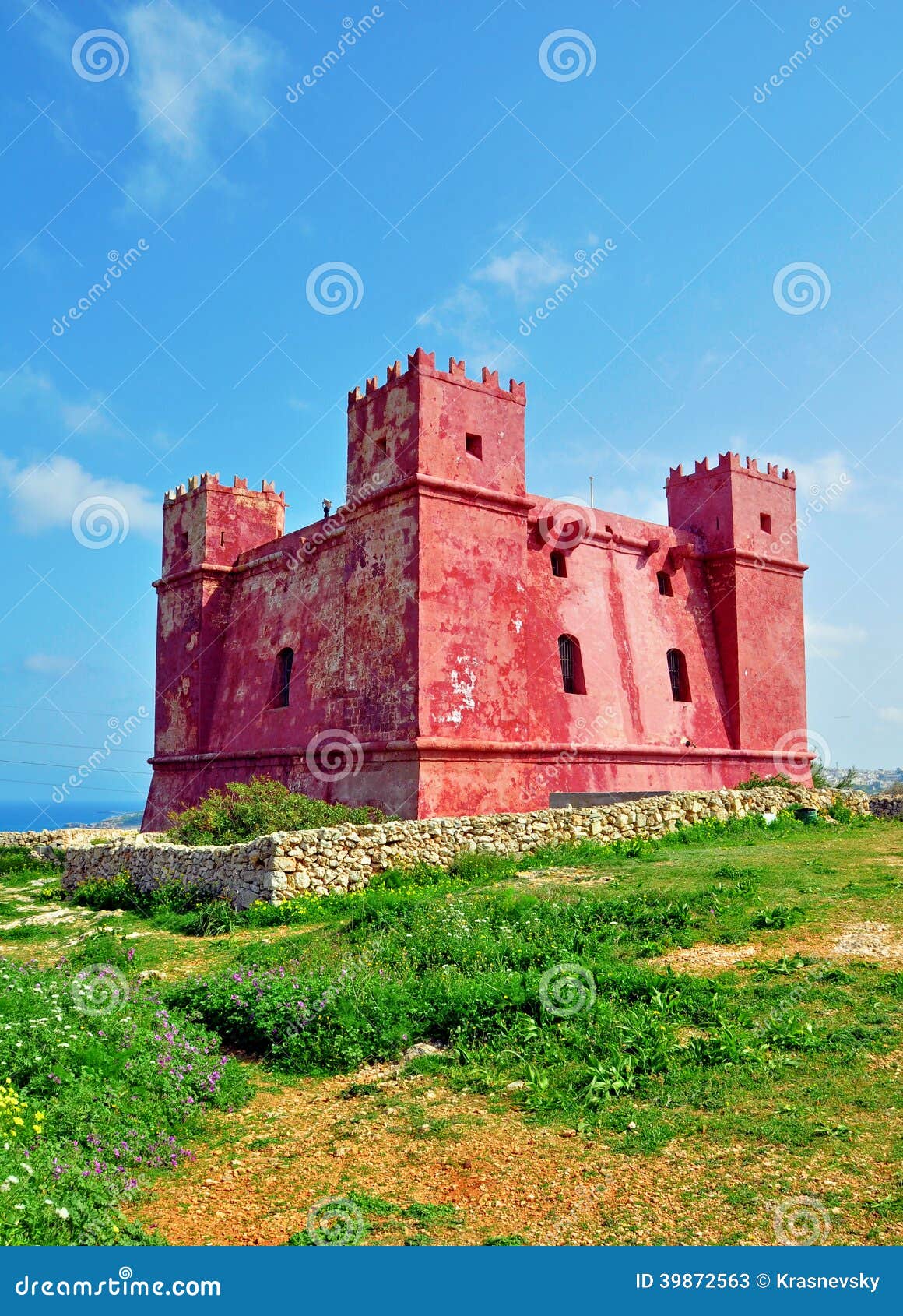 Red tower in Malta stock image. Image of europe, maltese - 39872563