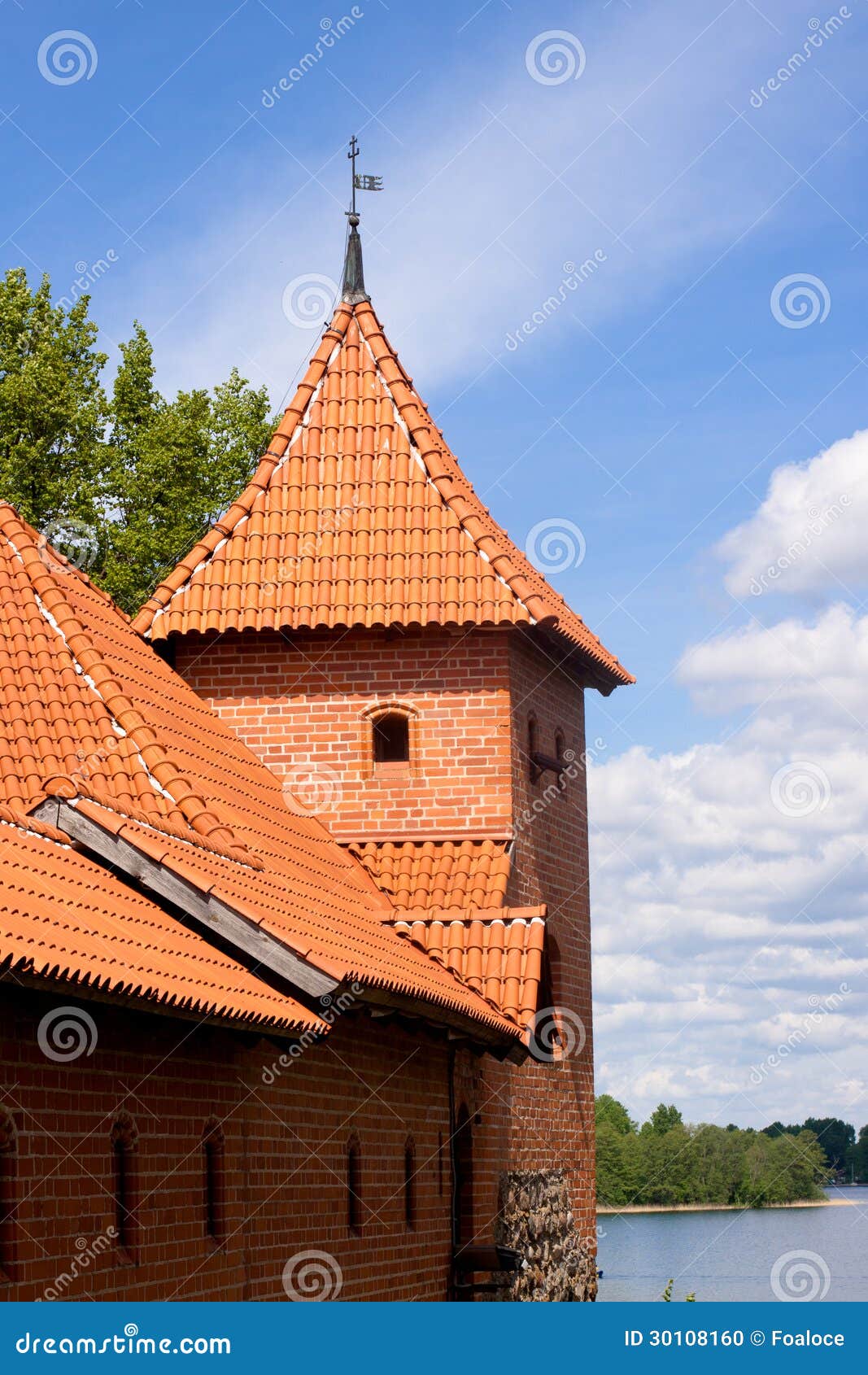 Red tower stock photo. Image of water, roof, brick, summer - 30108160