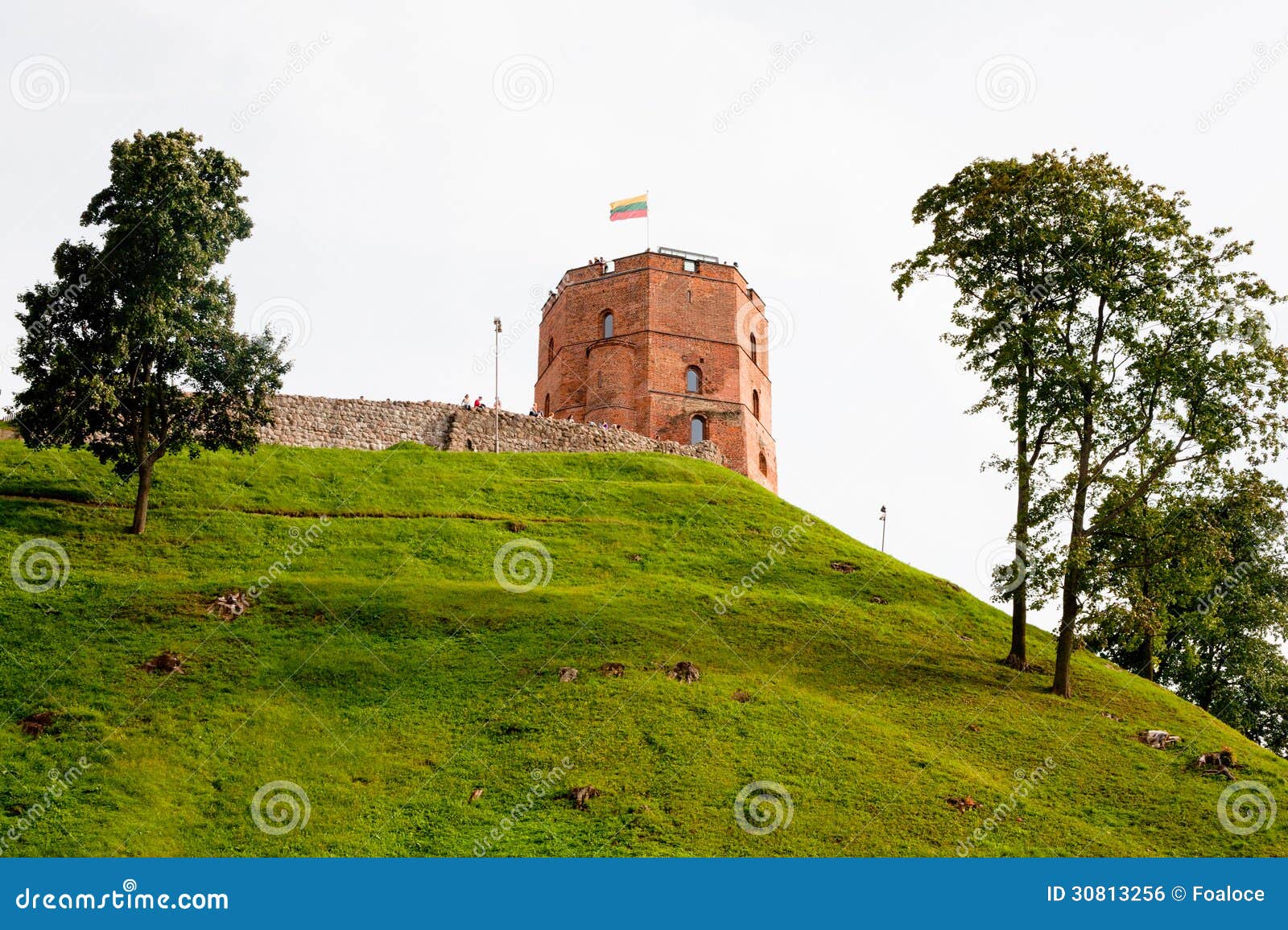 Red tower stock photo. Image of fence, tree, roof, blue - 30813256