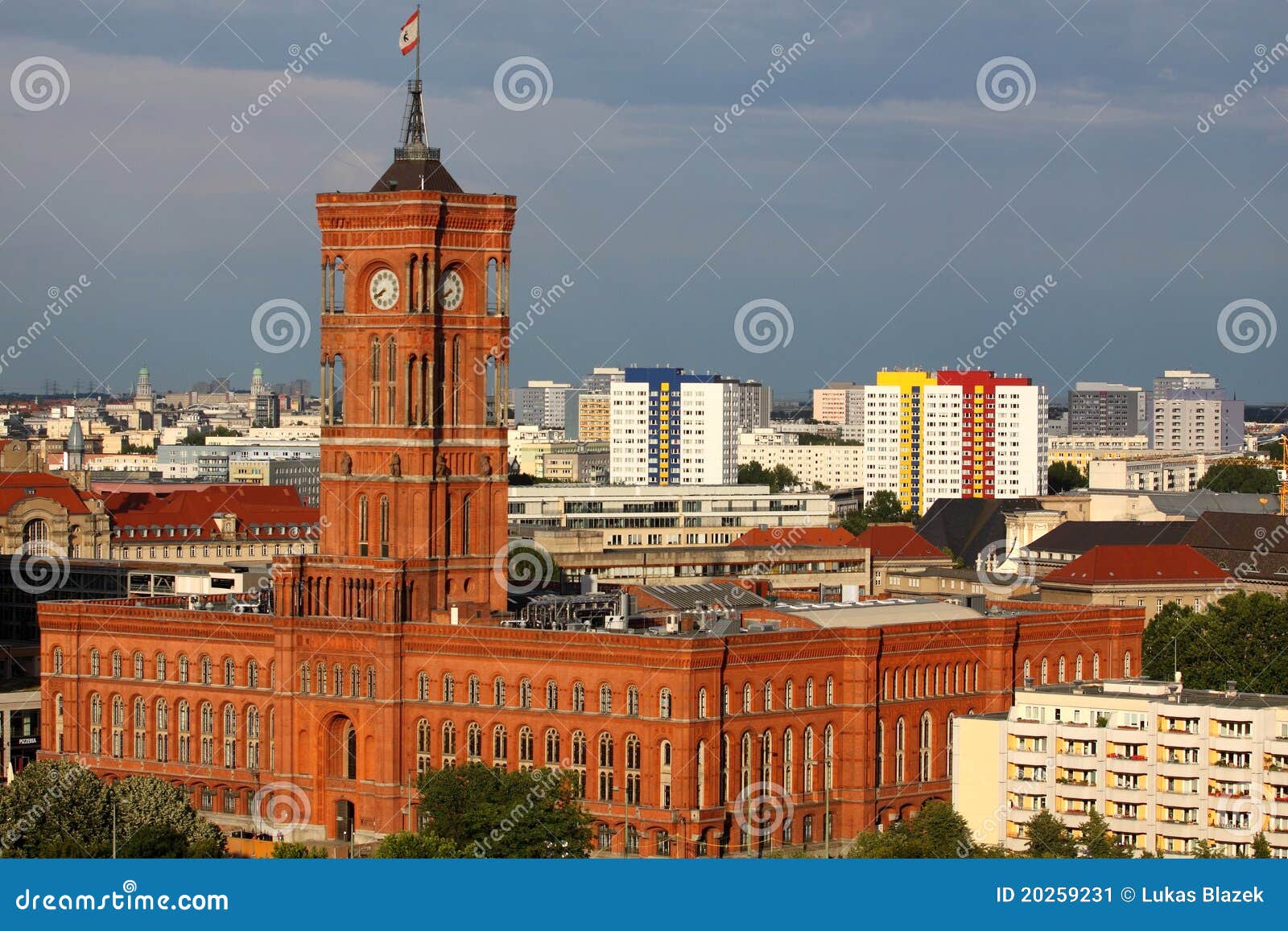 Red town hall in Berlin stock image. Image of hall, tower - 20259231