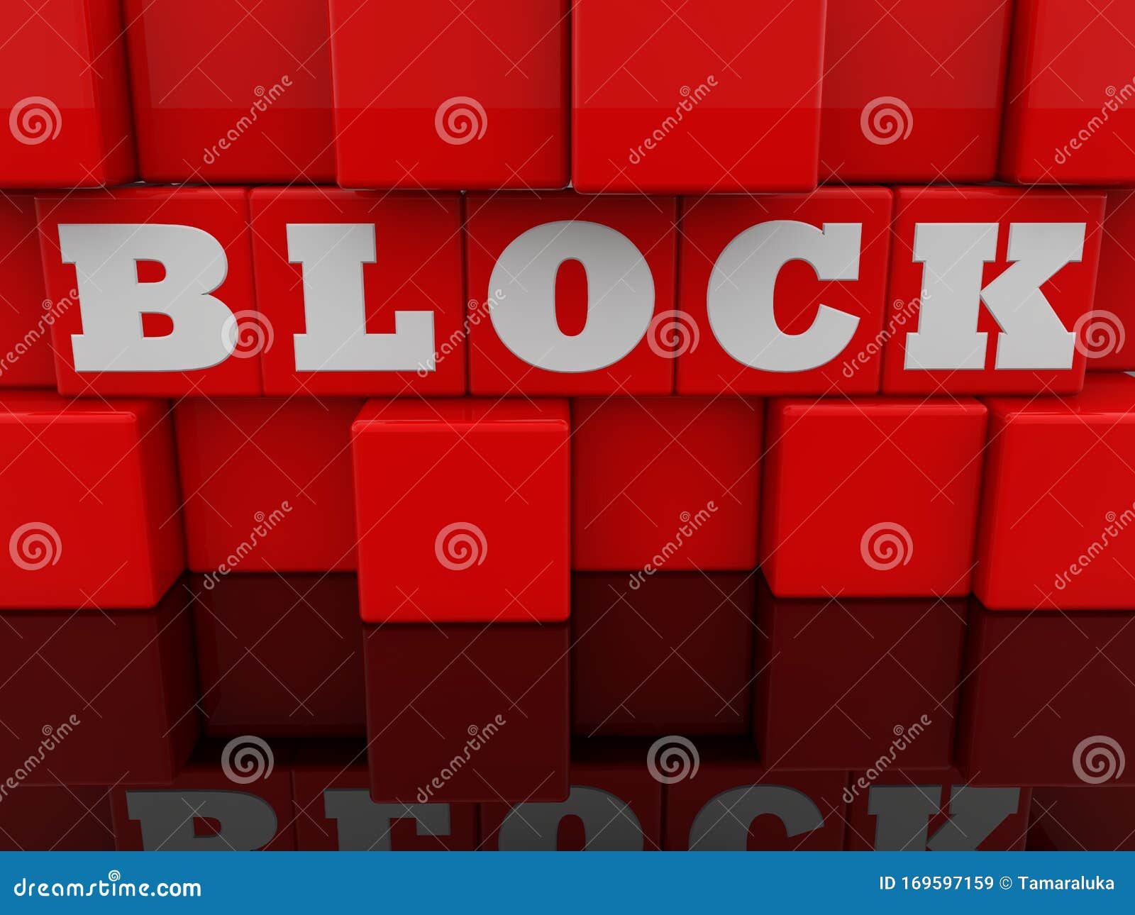 Red Toy Cubes Wall on White Stock Illustration - Illustration of ...