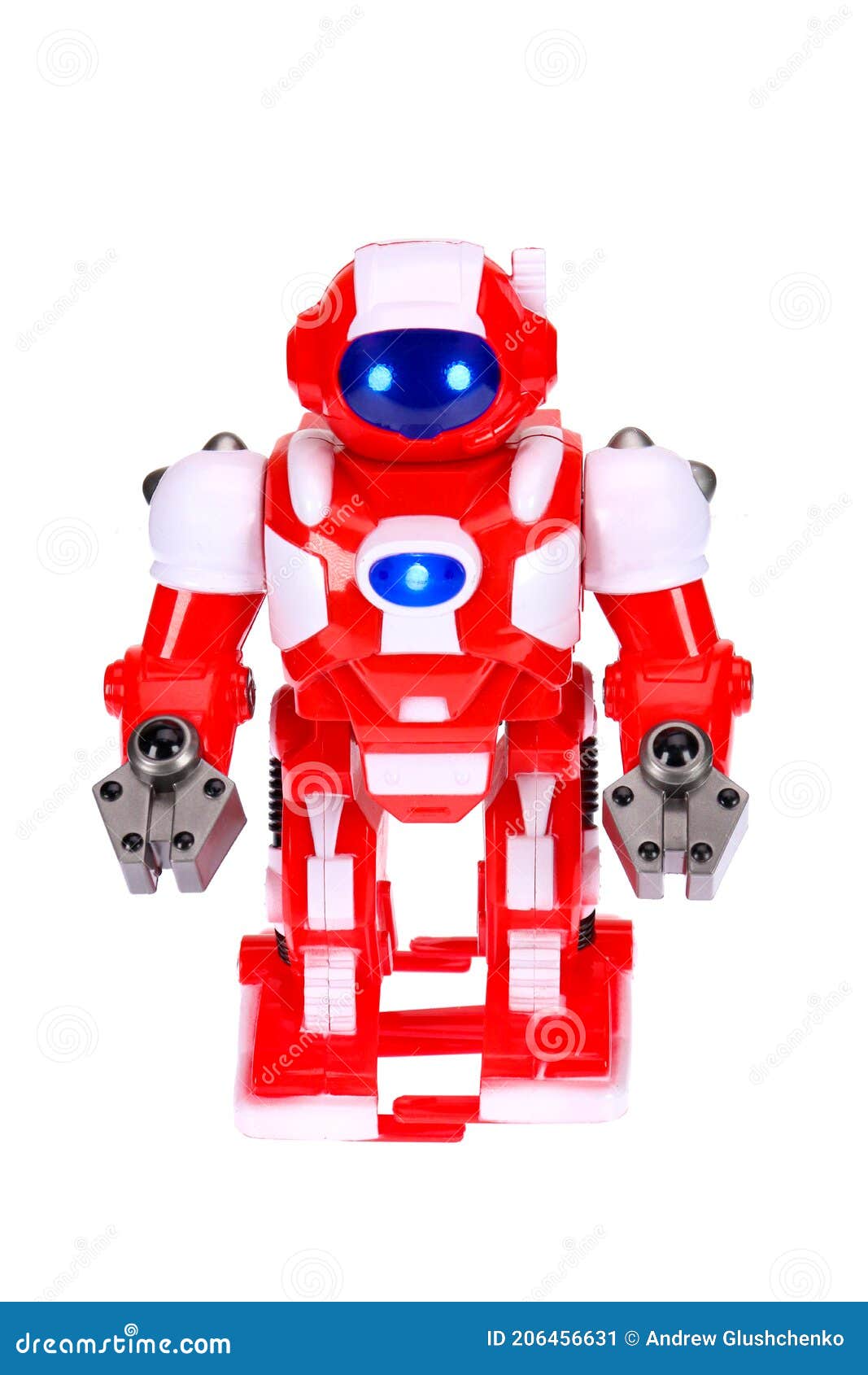 Red Toy Robot. on a White Background, Isolated Stock Image - Image of ...