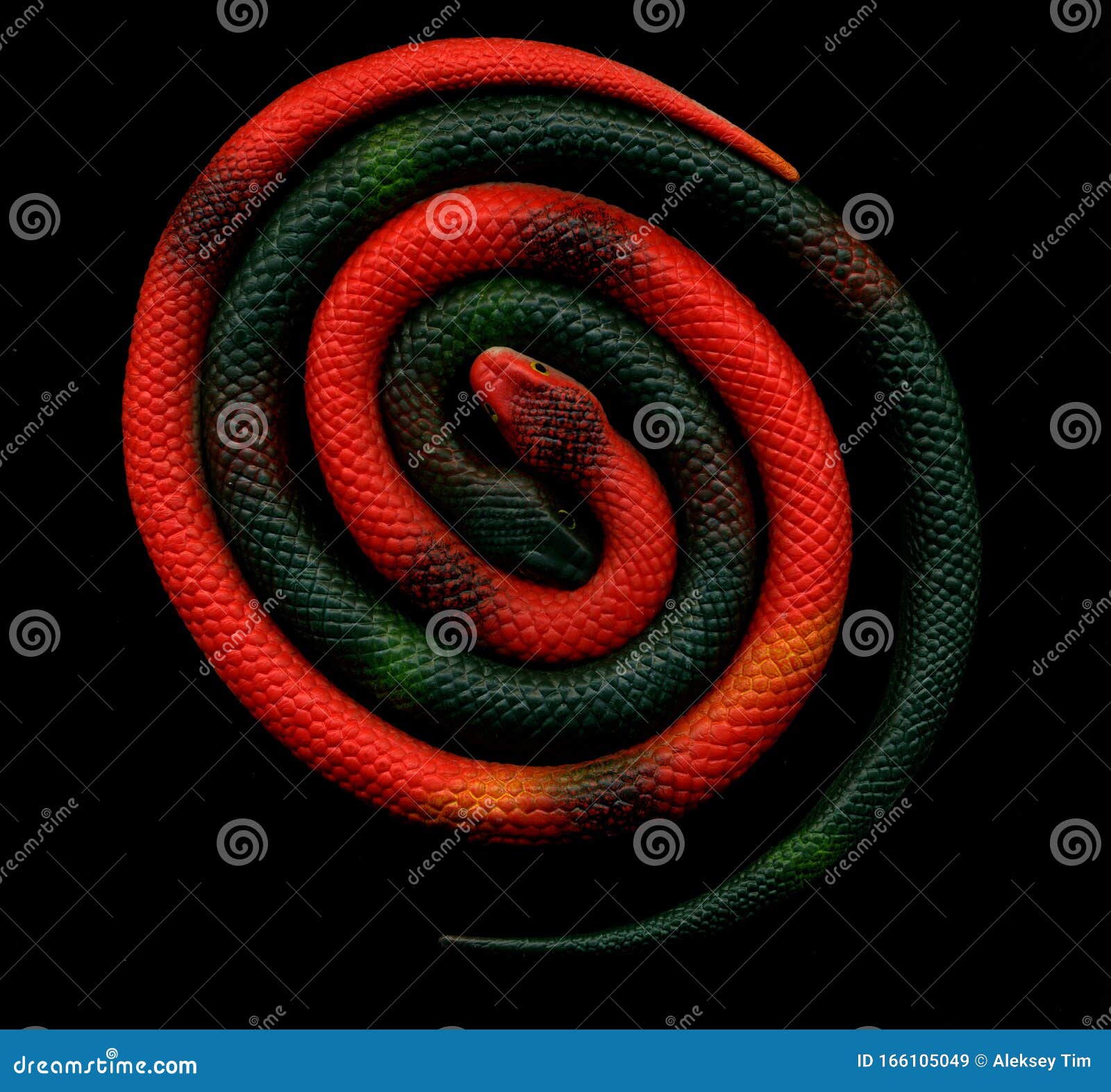 Red Toy Rubber Snake Rolled Up in a Ball. Colored Toy Snake. Rubber ...