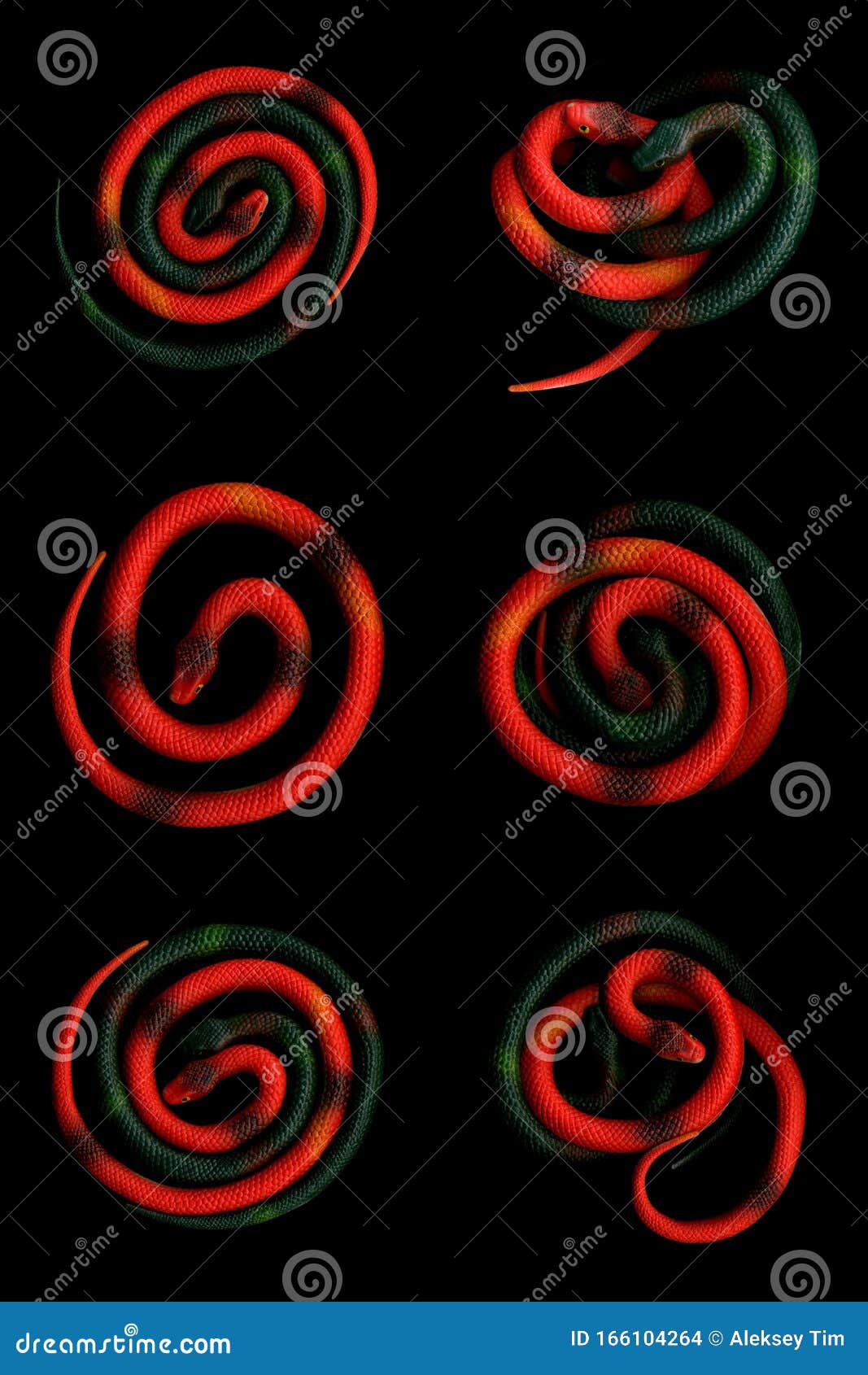 Red Toy Rubber Snakes Rolled Up in a Ball. Colored Toy Snakes. Rubber ...