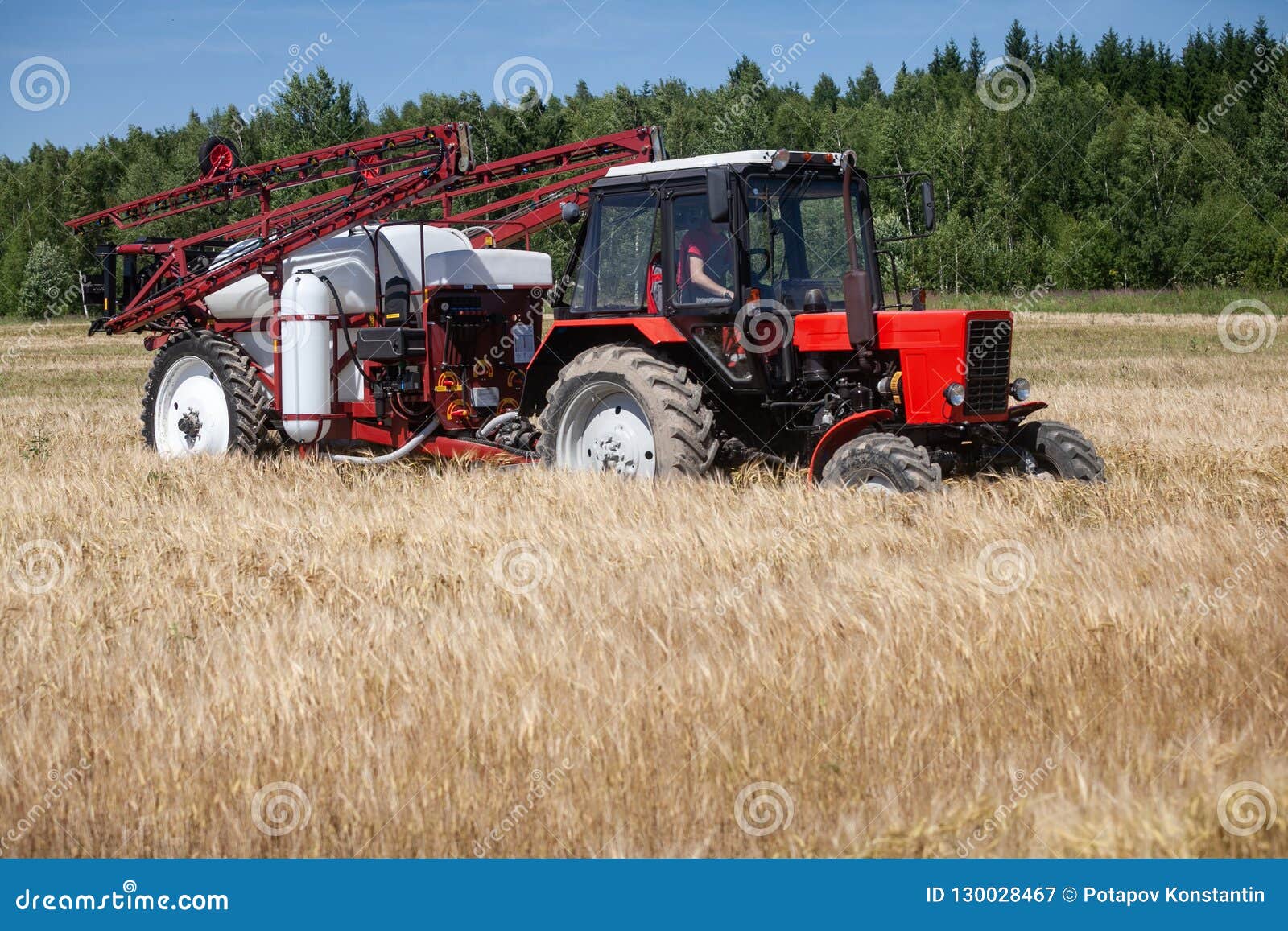 Red Tracktor Sprayer in the Field Stock Image - Image of machinery ...