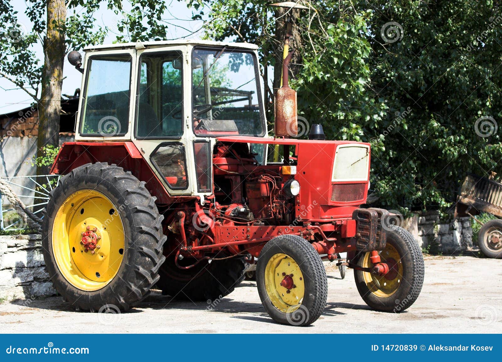 Red tractor stock image. Image of transportation, aged - 14720839