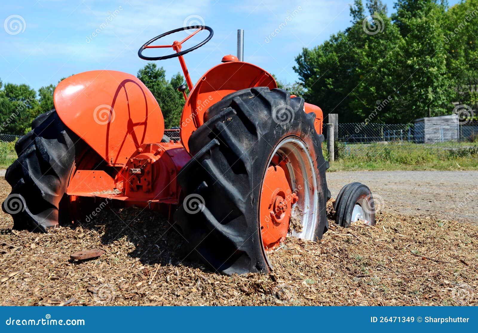 Red Tractor stock image. Image of farm, house, summer - 26471349
