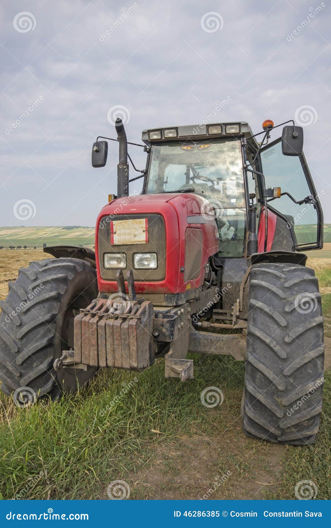 Red tractor stock image. Image of farm, equipment, field - 46286385