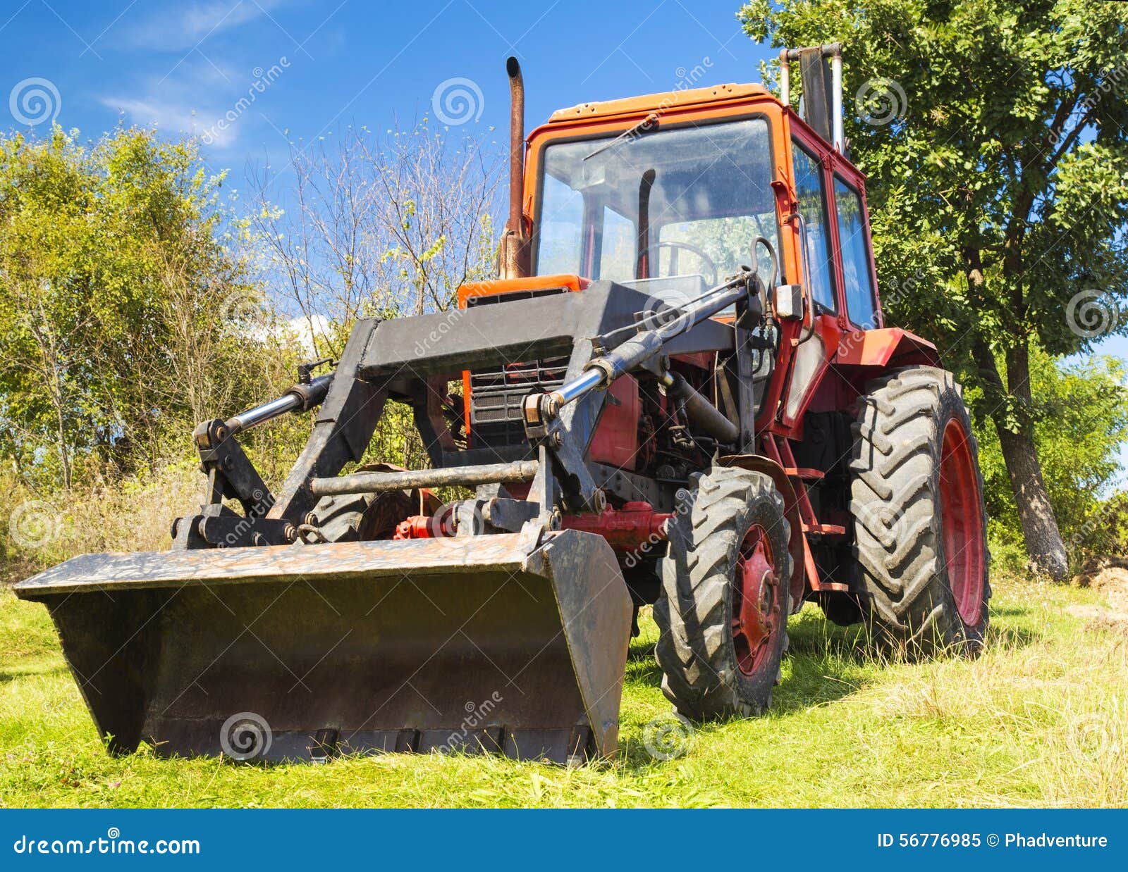 Red tractor closeup stock image. Image of closeup, machine - 56776985