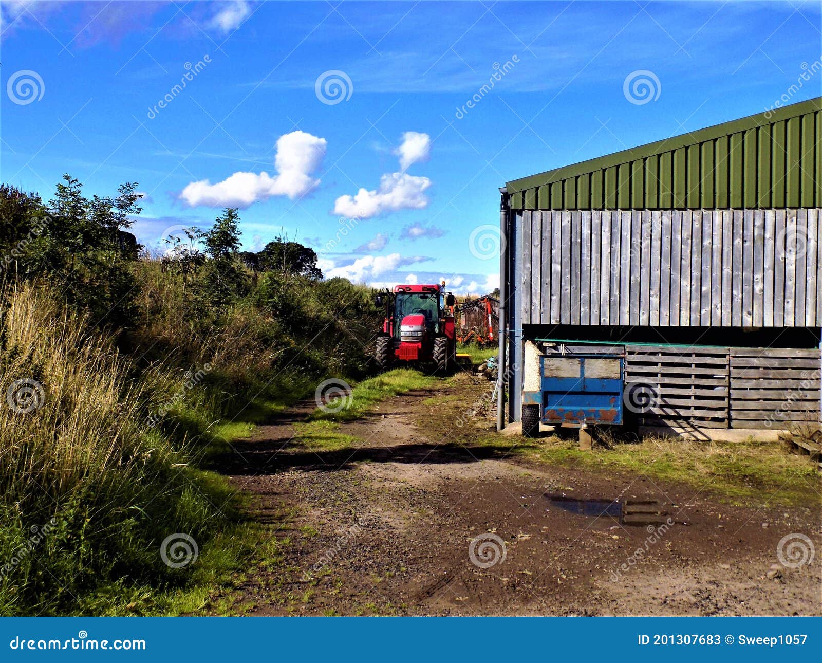 Red Tractor on Farm in Northumberland, England. Editorial Stock Photo ...