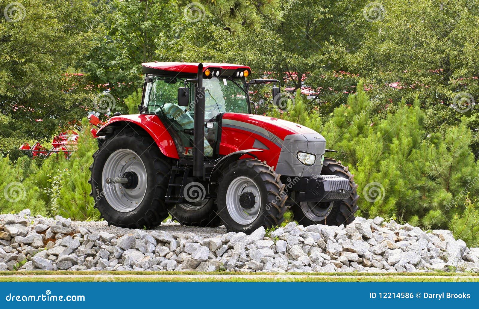 Red Tractor on Gravel stock photo. Image of work, heavy - 12214586