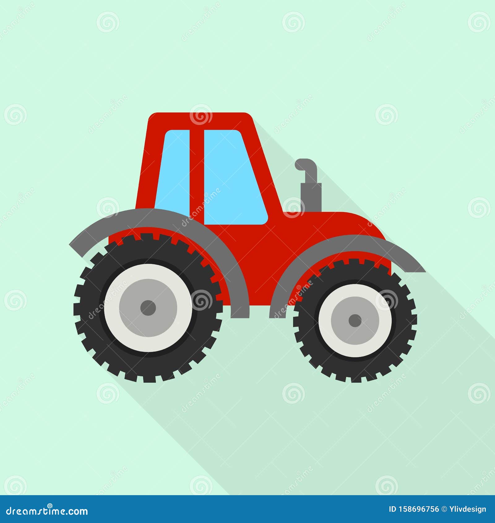 Red Tractor Icon, Flat Style Stock Vector - Illustration of nature ...