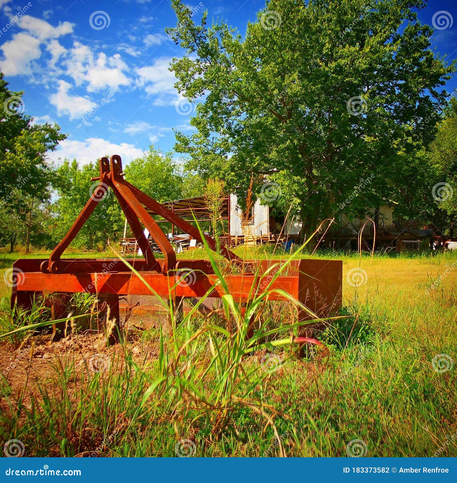 Red tractor implement stock photo. Image of implement - 183373582