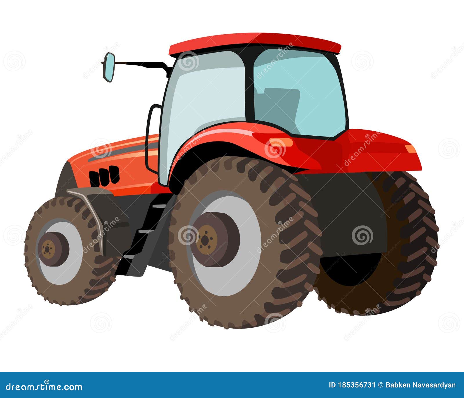 Red tractor illustration stock vector. Illustration of field - 185356731