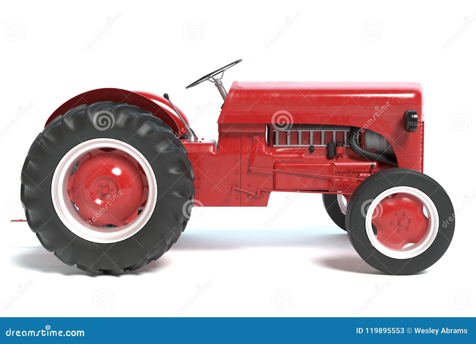 Red Tractor Isolated on White Stock Illustration - Illustration of ...