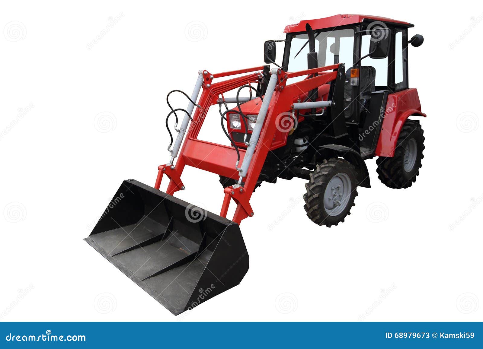 Tractor Loader Unloading Machine With Hay To Feed Cows And Horses On ...