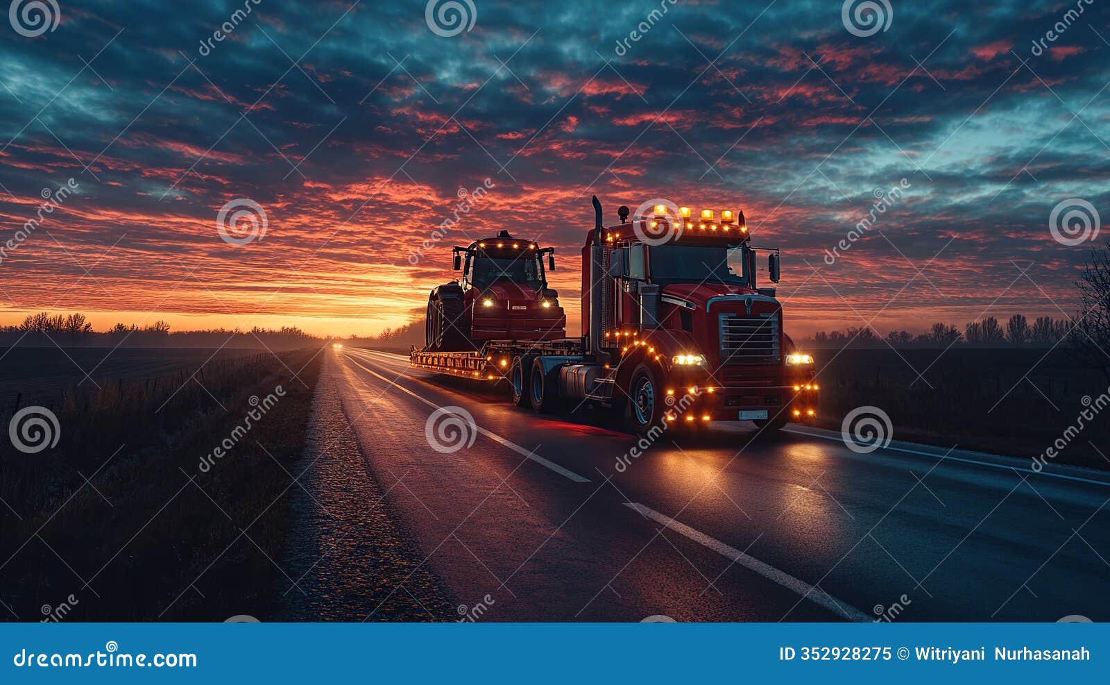 Lowboy Trailer Truck Icon Vector Illustration | CartoonDealer.com ...