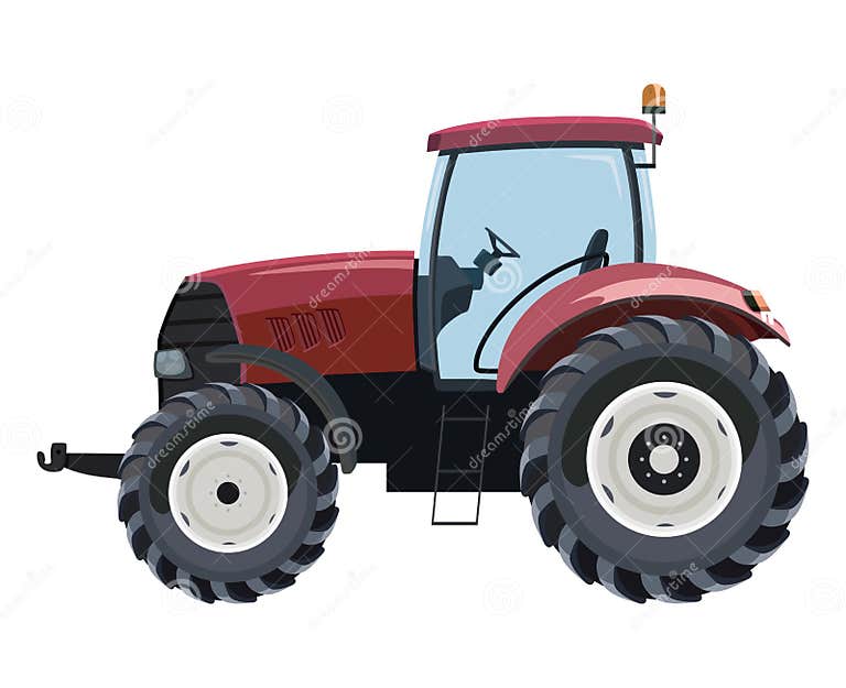 Red tractor stock vector. Illustration of silhouette - 70876804