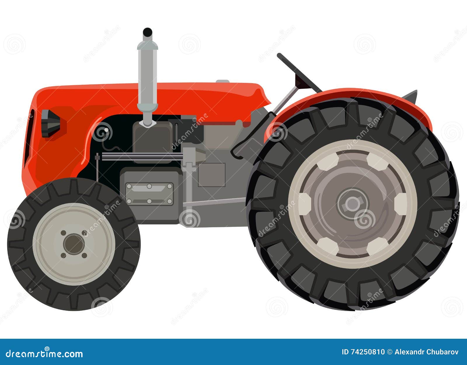 Red tractor stock vector. Illustration of industrial - 74250810