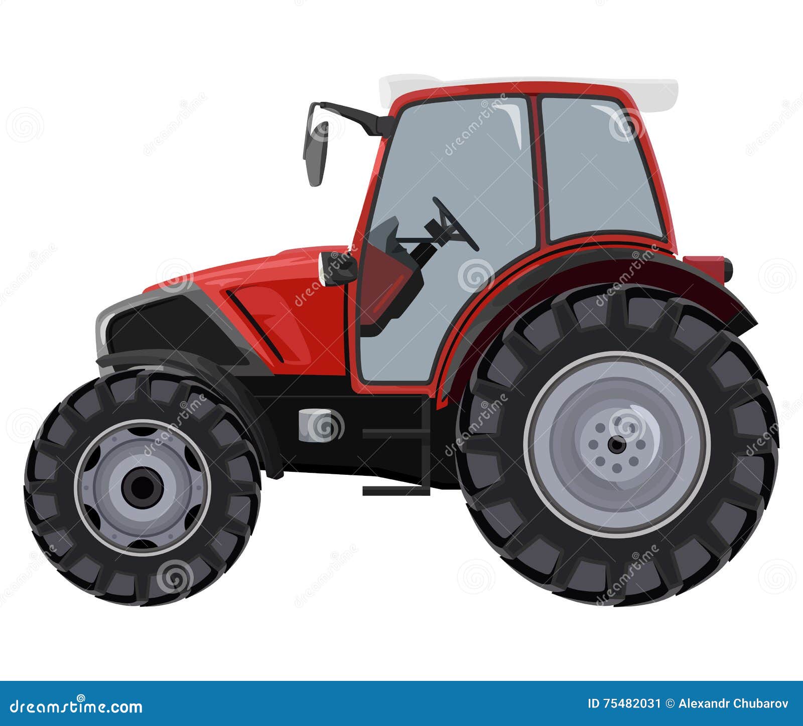 Red tractor stock vector. Illustration of technology - 75482031