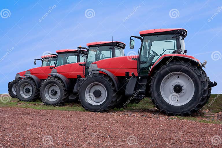 Red Tractors stock image. Image of field, vehicles, parked - 11253321