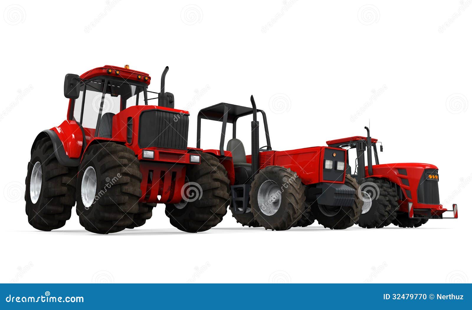 Set Of Tractors Isolated On White Background. Design Elements For Logo ...