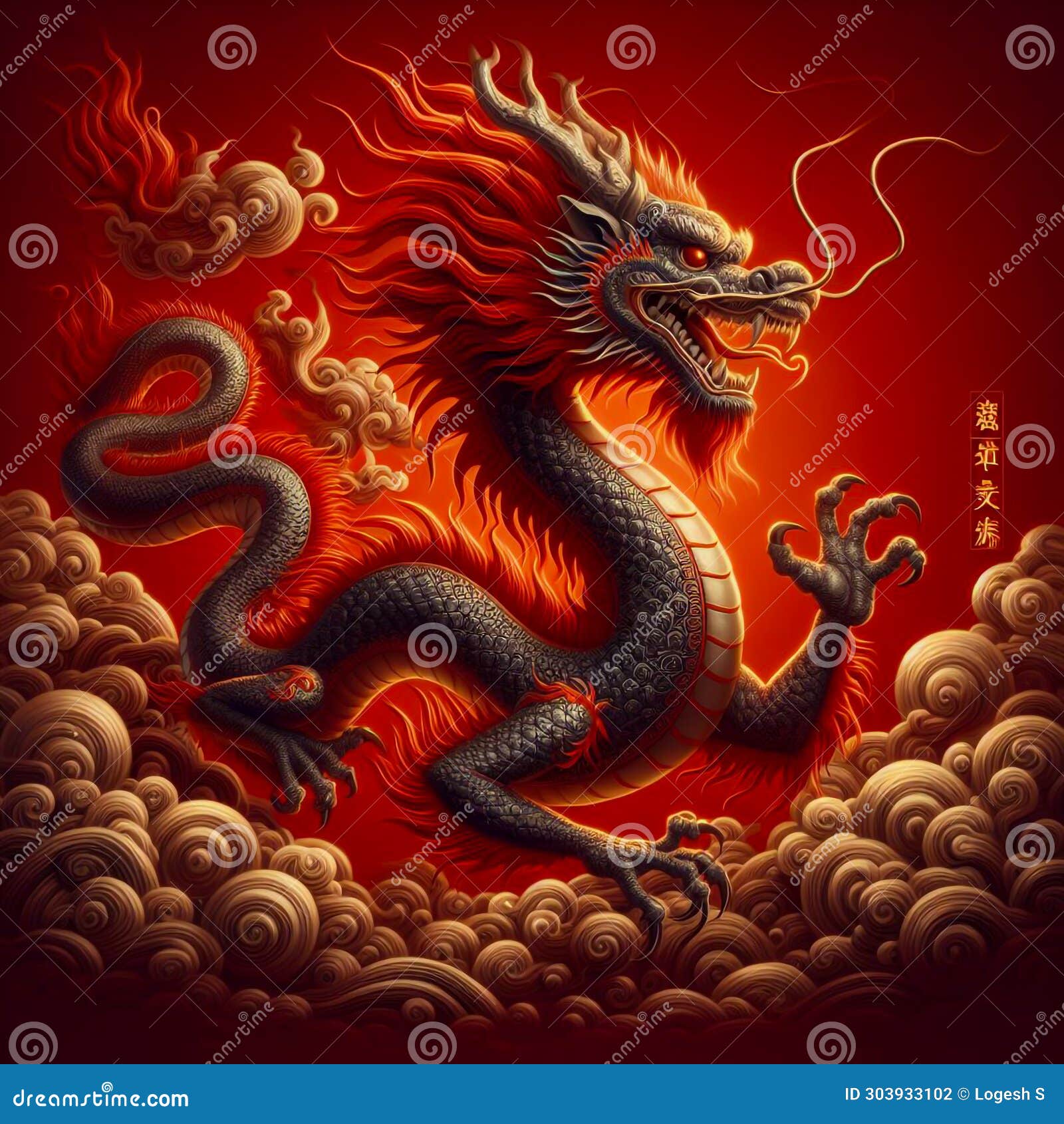 Red Traditional Chinese Dragon Symbol Stock Image Stock Illustration ...