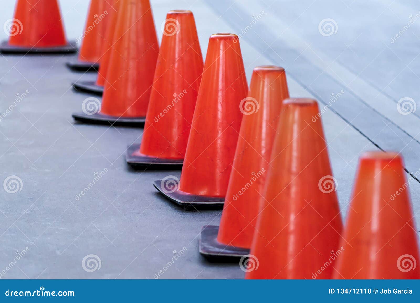 Traffic cones on the road stock photo. Image of color - 134712110